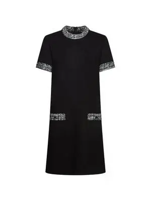 Karl Lagerfeld Bouclé-trim T-shirt Mini Dress - Black