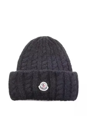 Moncler 2020s Logo-patch Beanie Hat - Black
