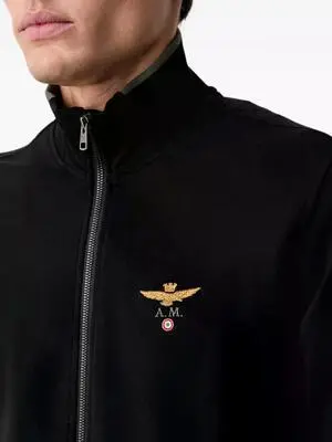 AERONAUTICA MILITARE Embroidered Zip-up Sweater