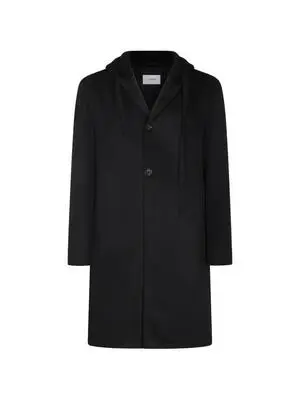 LARDINI Hooded Virgin-wool Coat - Black
