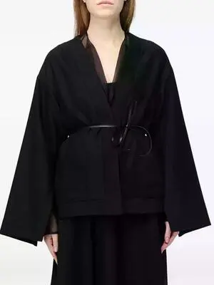 CRIDA MILANO Belted Wide-sleeve Jacket - Black