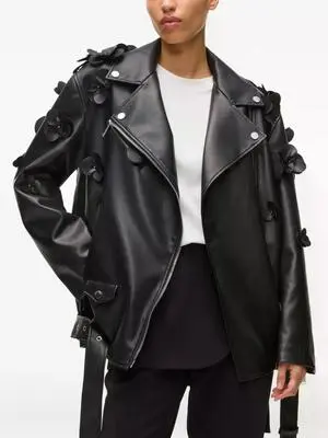 Karl Lagerfeld Floral-appliqué Biker Jacket