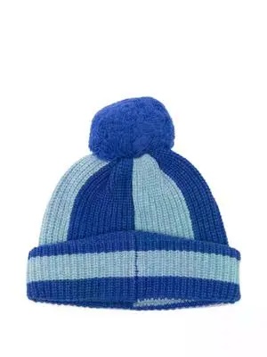 CHARLES JEFFREY Striped Pompom Beanie Hat