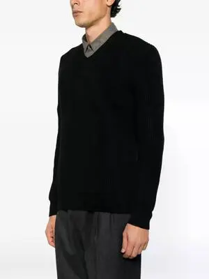 LUIGI GENTILE Ribbed-knit V-neck Sweater