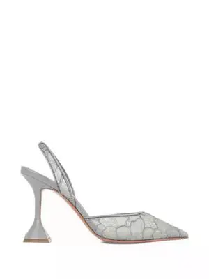 Amina Muaddi Holli Lace Sling Pumps 95 - Grey