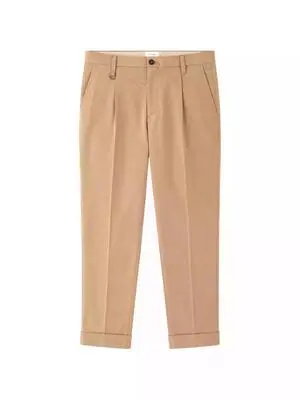 PAOLO PECORA Pleated-detail Turn-up Trousers - Neutrals
