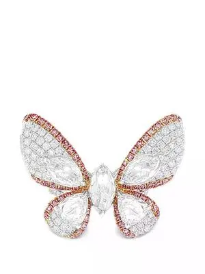HYT JEWELRY Diamond Butterfly 3-in-1 Brooch, Pendant And Ring - Silver