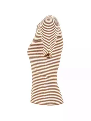 Max Mara Striped Ribbed-knit T-shirt - Brown
