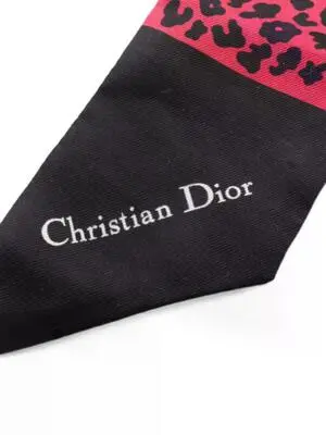 Dior 2010s Mitzah Leopard Ribbon Scarf