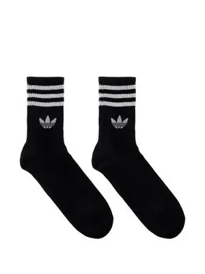 Adidas Trefoil Logo-embroidered Striped Socks Set - Black