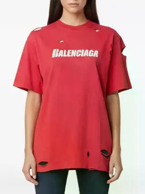 Balenciaga Unifit Logo-print Distressed T-shirt