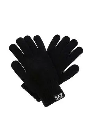 EA7 Logo-patch Knit Gloves - Black