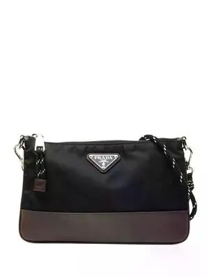 Prada 2019-2026 Bicolor Vitello Trimmed Re Nylon Speedrock Smartphone Case Crossbody Bag - Black
