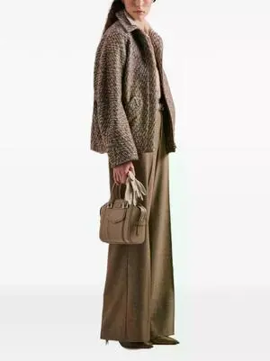 Kiton Herringbone-weave Cropped Coat - Neutrals