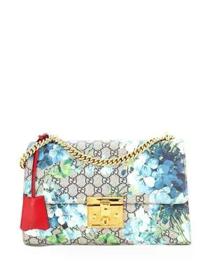 Gucci Padlock Blooms Print Gg Coated Canvas Medium Shoulder Bag - Multicolour