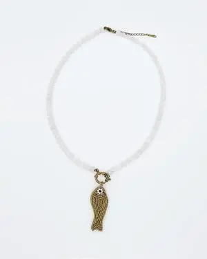 ALOFT Neutrals Candy Bead Necklace Gold Fish - Yellow