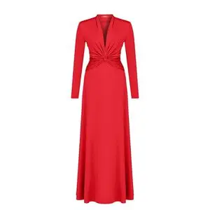 NOCTURNE Draped V-neck Maxi Dress - Red