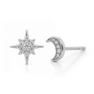 NELLOU JEWELLERY Celestial Duo Stud Earrings Sterling - Silver