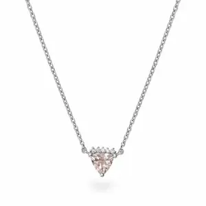 ZOHREH White Sapphire & Morganite Trillion Necklace Sterling - Silver