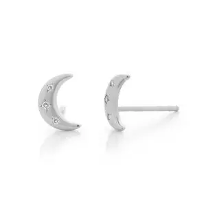 NELLOU JEWELLERY Starlit Moon Stud Earrings Sterling