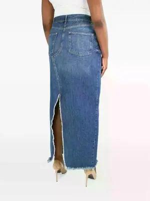 Raey Raw-hem Denim Maxi Skirt