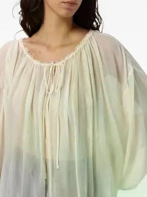 ELEH Sheer-finish Gathered Blouse