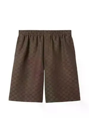 Gucci Gg Canvas Linen Blend Shorts - Brown