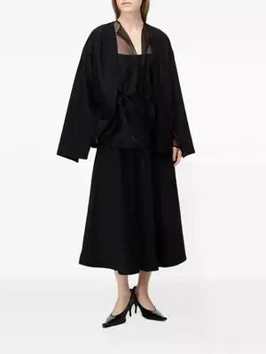 CRIDA MILANO Sheer Drawstring-waist Blouse - Black