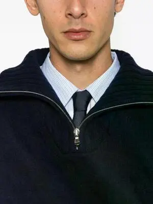 GALLIA Quarter-zip Ribbed-trim Sweater