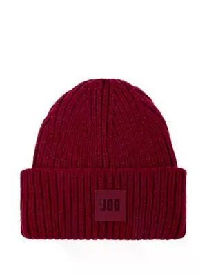 UGG Logo-patch Chunky-knit Beanie Hat - Pink
