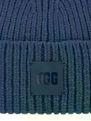 UGG Logo-patch Ribbed-knit Beanie Hat