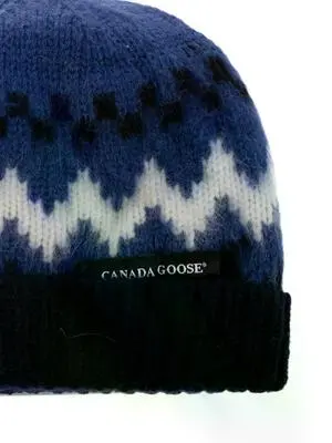 Canada Goose Logo-patch Intarsia-knit Beanie Hat - Blue