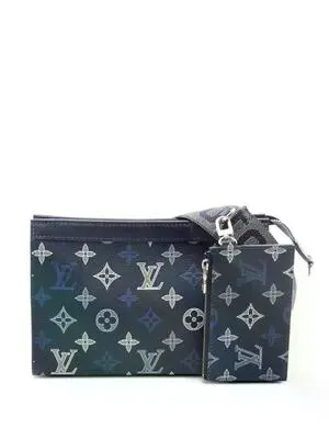 LOUIS VUITTON 2021s Monogram Shadow Gaston Shoulder Bag - Blue