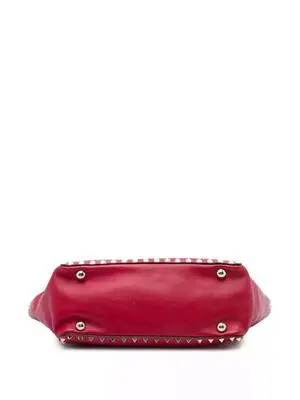 Valentino Garavani 2000-2017 Small Leather Rockstud Trapeze Satchel - Red