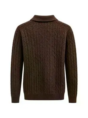 THE PULL Cable-knit Polo Sweater - Brown