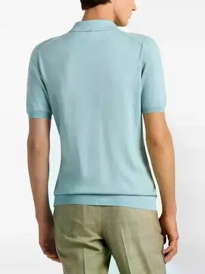 Kiton Ribbed-knit Short-sleeve Polo Shirt