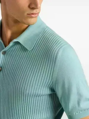 Kiton Ribbed-knit Short-sleeve Polo Shirt