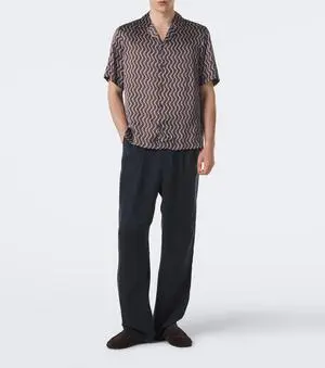Frescobol Carioca Roberto Printed Silk Bowling Shirt