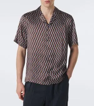 Frescobol Carioca Roberto Printed Silk Bowling Shirt