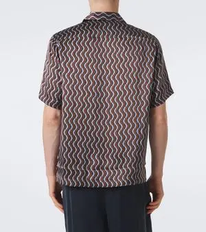 Frescobol Carioca Roberto Printed Silk Bowling Shirt