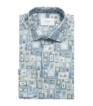 Eton Organic Cotton Printed Shirt - Blue