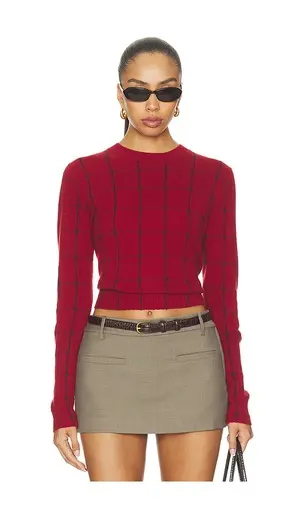 Guest In Residence Shrunken Checker Crew Sweater - Red