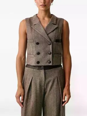 Armani Exchange Herringbone Double-breasted Waistcoat - Brown