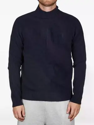 Alpha Studio Ribbed-knit Mock-neck Wool Sweater - Blue