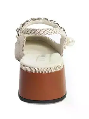 Miu Miu Cap-toe Chain-strap Slingback Pumps