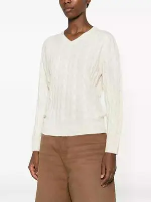Sporty & Rich Ivan Cable-knit V-neck Sweater