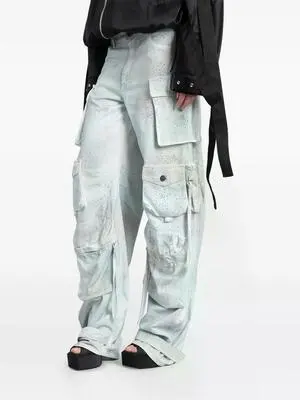 Attico Crystal-embellished Cargo-pocket Jeans
