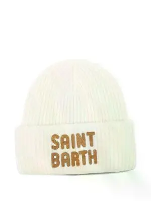 MC2 SAINT BARTH Logo-patch Ribbed Beanie Hat - Neutrals