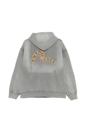 EVISU Distressed Logo-print Hoodie