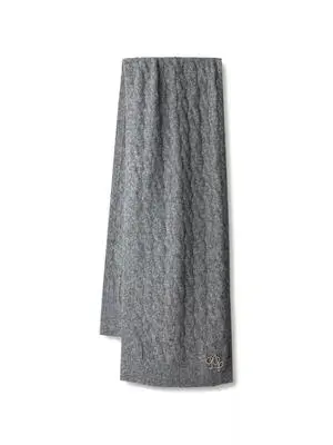 Liu Jo Cable-knit Logo-plaque Scarf - Grey